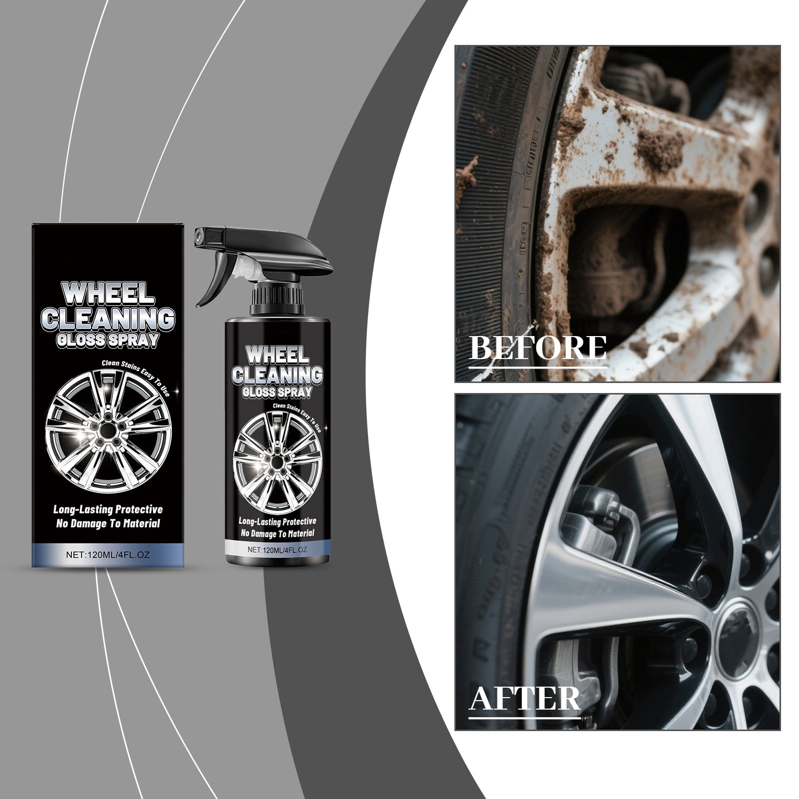 Wheel Cleaning Gloss Spray 120ml, Deep Clean & Shine for Alloy, Chrome ...