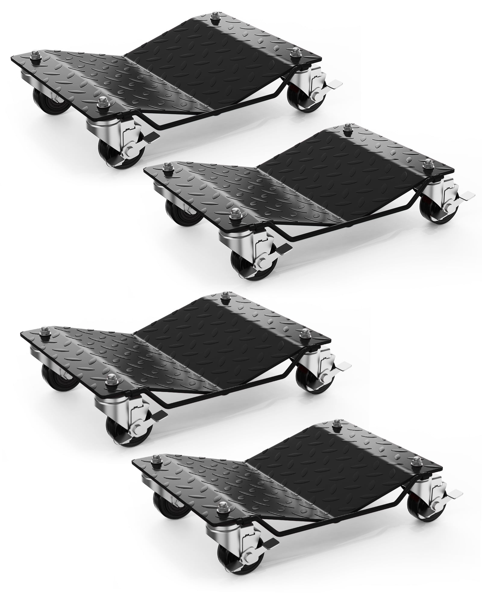 Wheel Dolly Set of 4, Heavy-Duty Cart, 3000LBS Heavy-Duty with Brakes ...