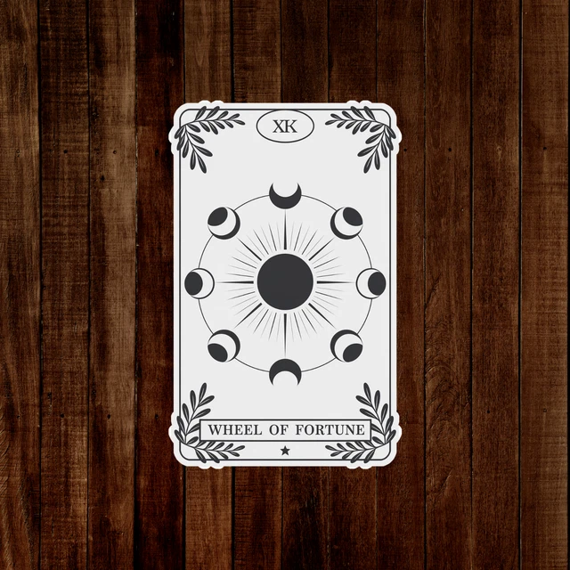 Wheel Of Fortune Tarot Card Sticker Mystical Moon Phase Designphone ...