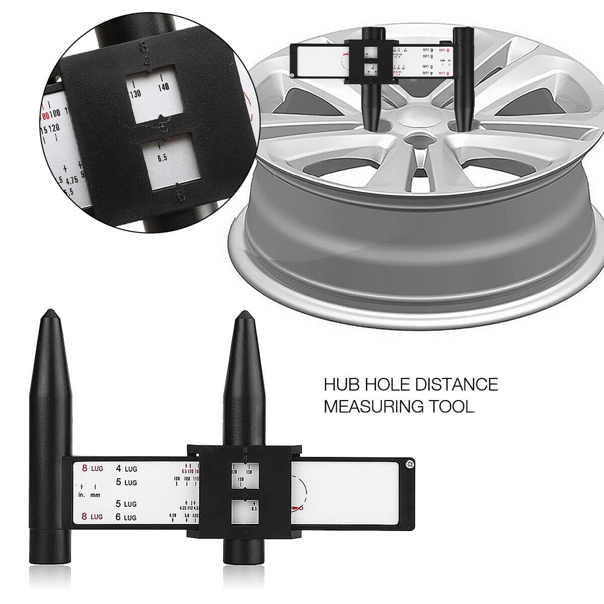 Wheel Rim Bolt Pattern Measuring Tool 4 5 6 8 Holes Sliding Caliper PCD Gauge - Walmart.com