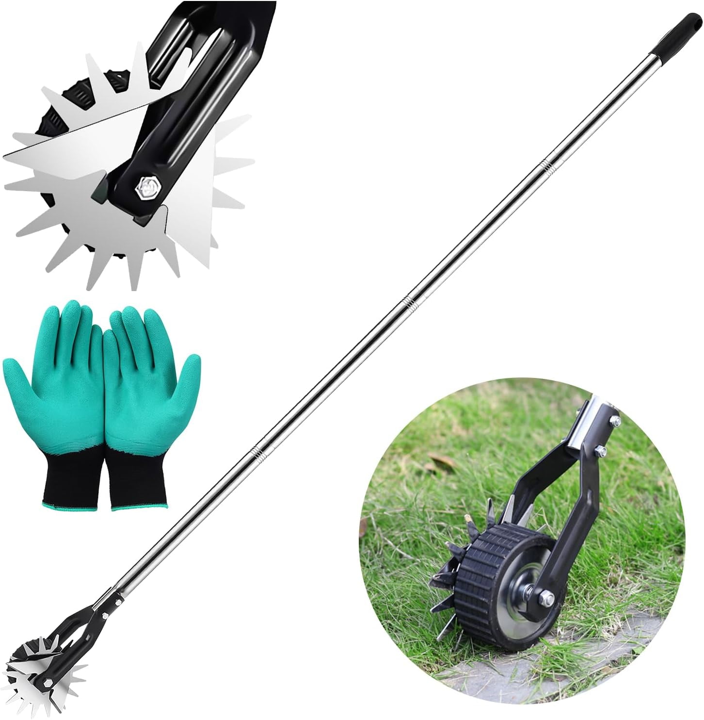 Wheel Rotary Edger, Manual Edger Lawn Tool, [2024 Upgraded] Adjustable ...