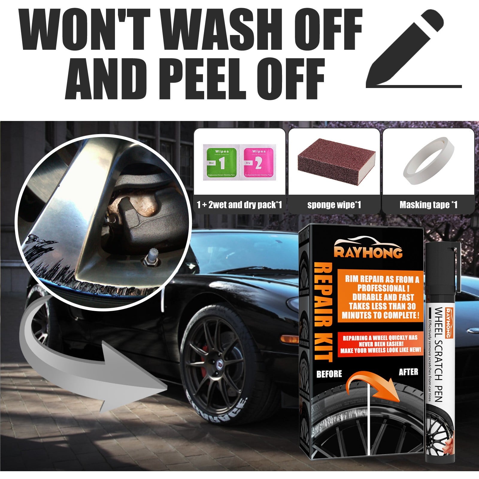 wheel scratch repair pen paint for touch-up paint to scratch car paint ...