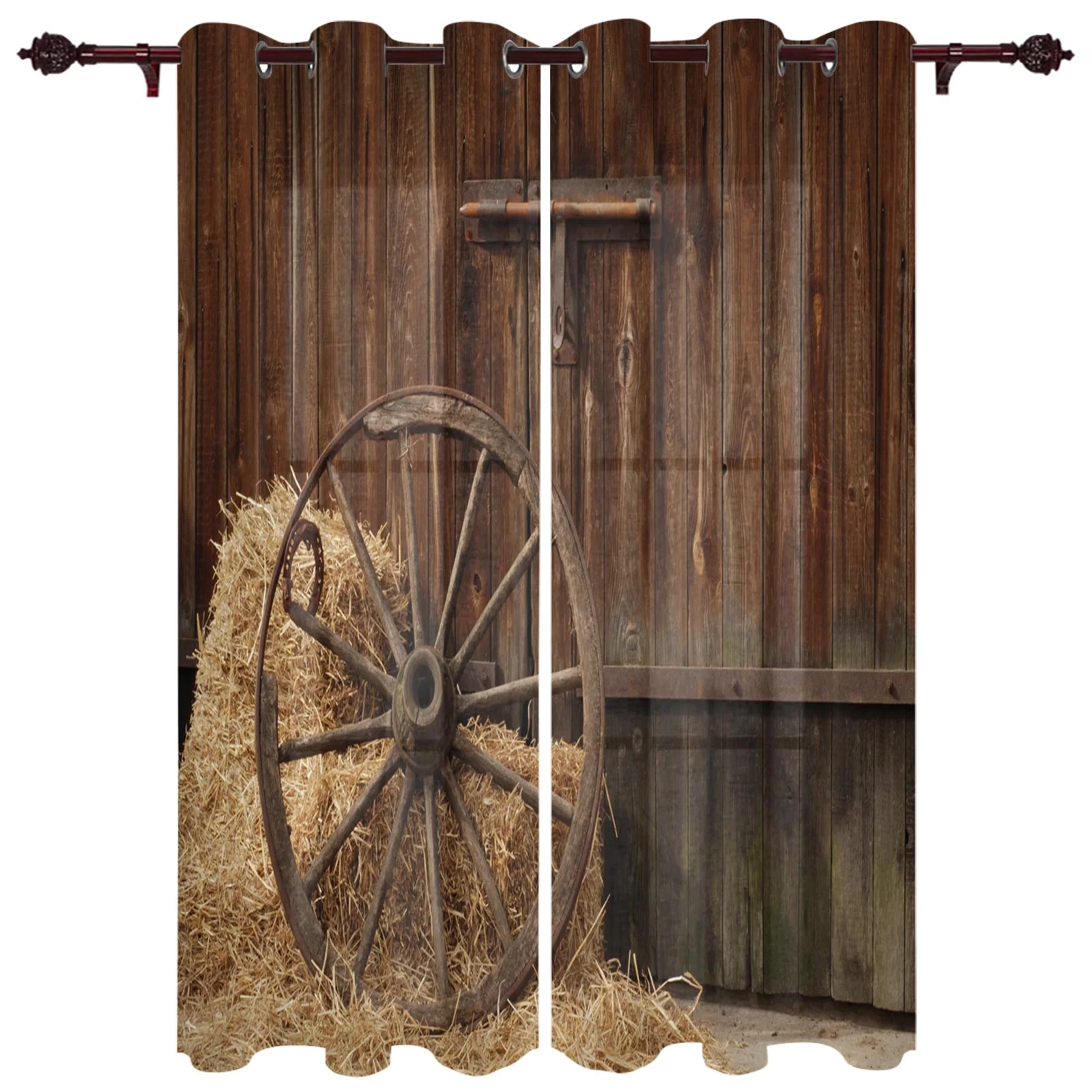 Wheel Straw House Modern Window Curtains for Living Room Bedroom ...