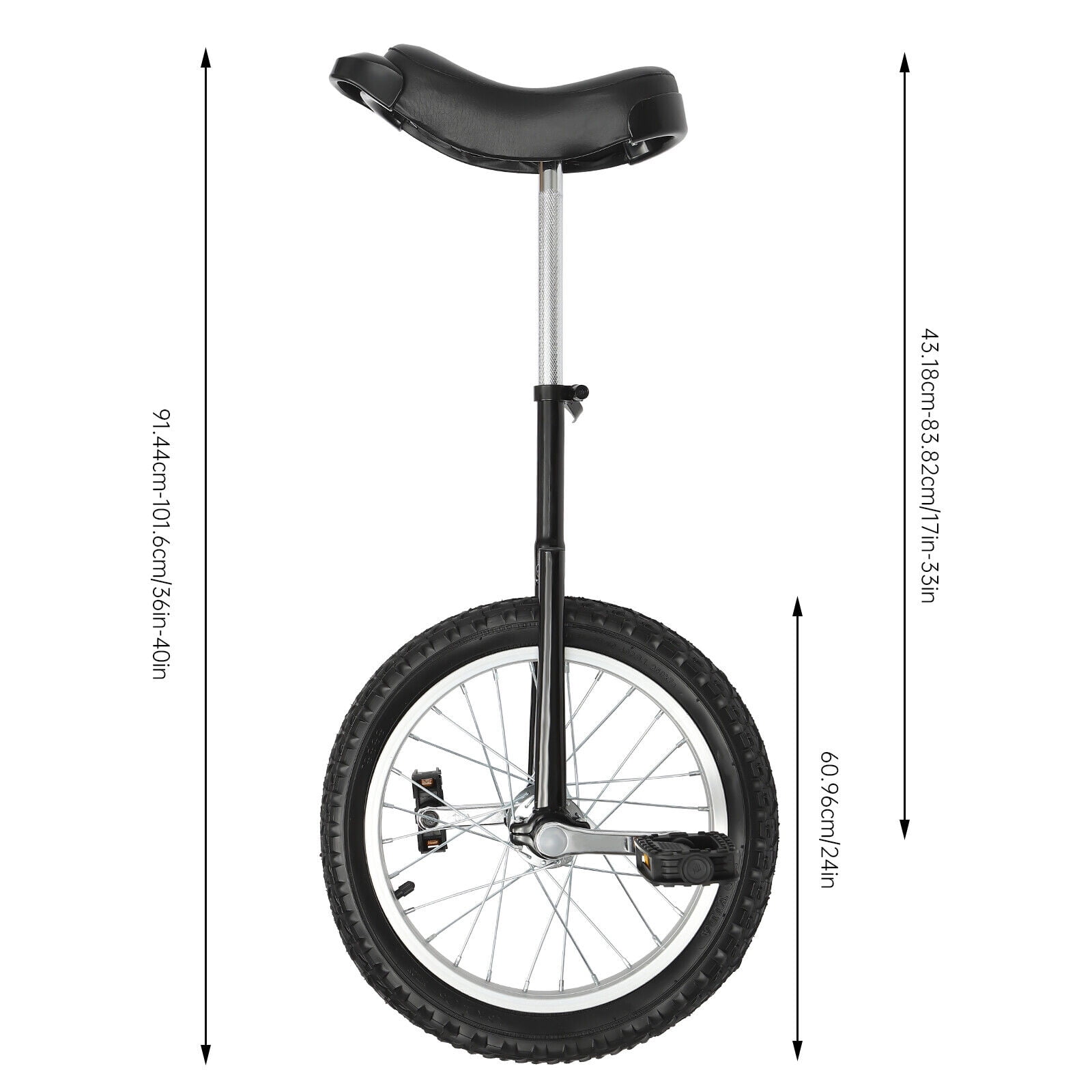 24" Bike Balance Training Unicycle Black Adjustable Seat Sports Cycling ...