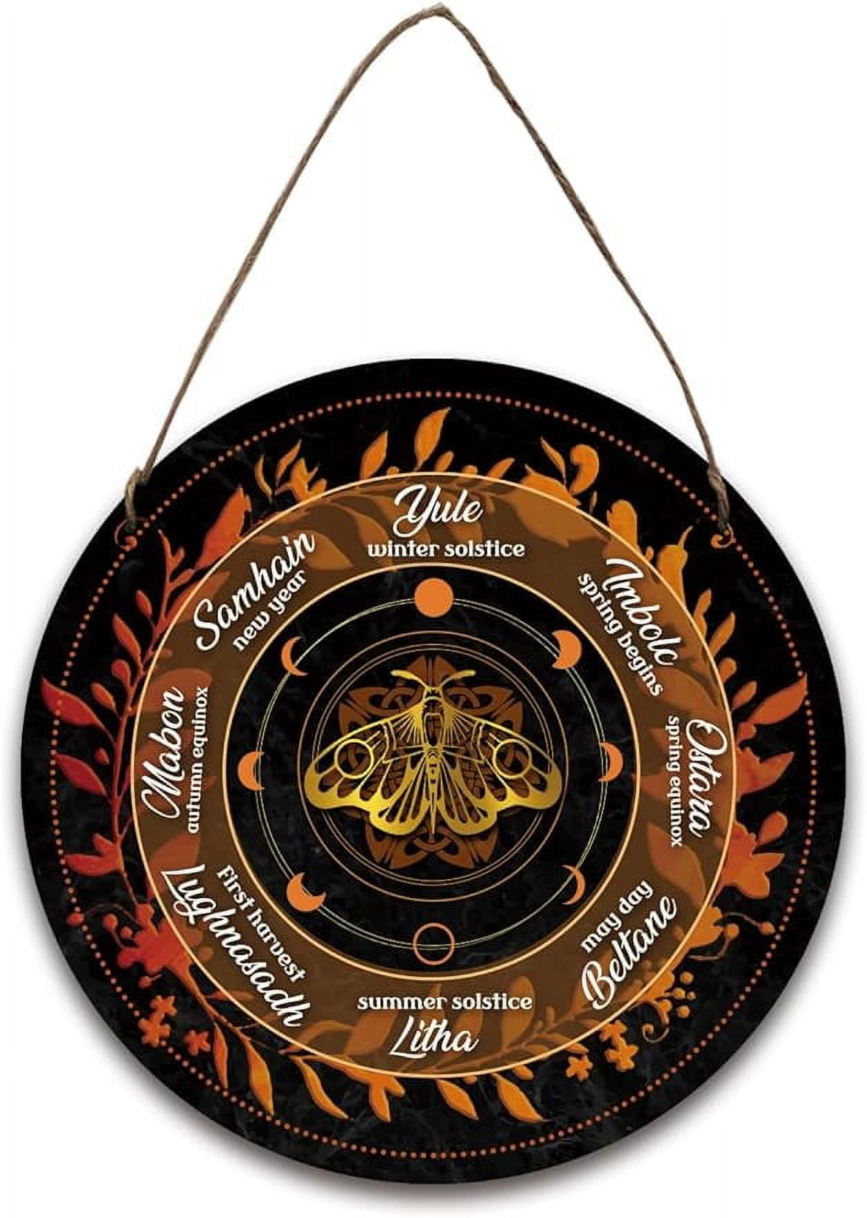 Wheel of The Year Wood Sign 11.8 Inch Wicca Calendar Yule Altar with ...
