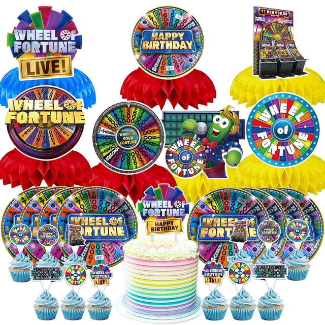 Wheel of Fortune Party Supplies Decor Plates Fans Decorations Honeycomb ...