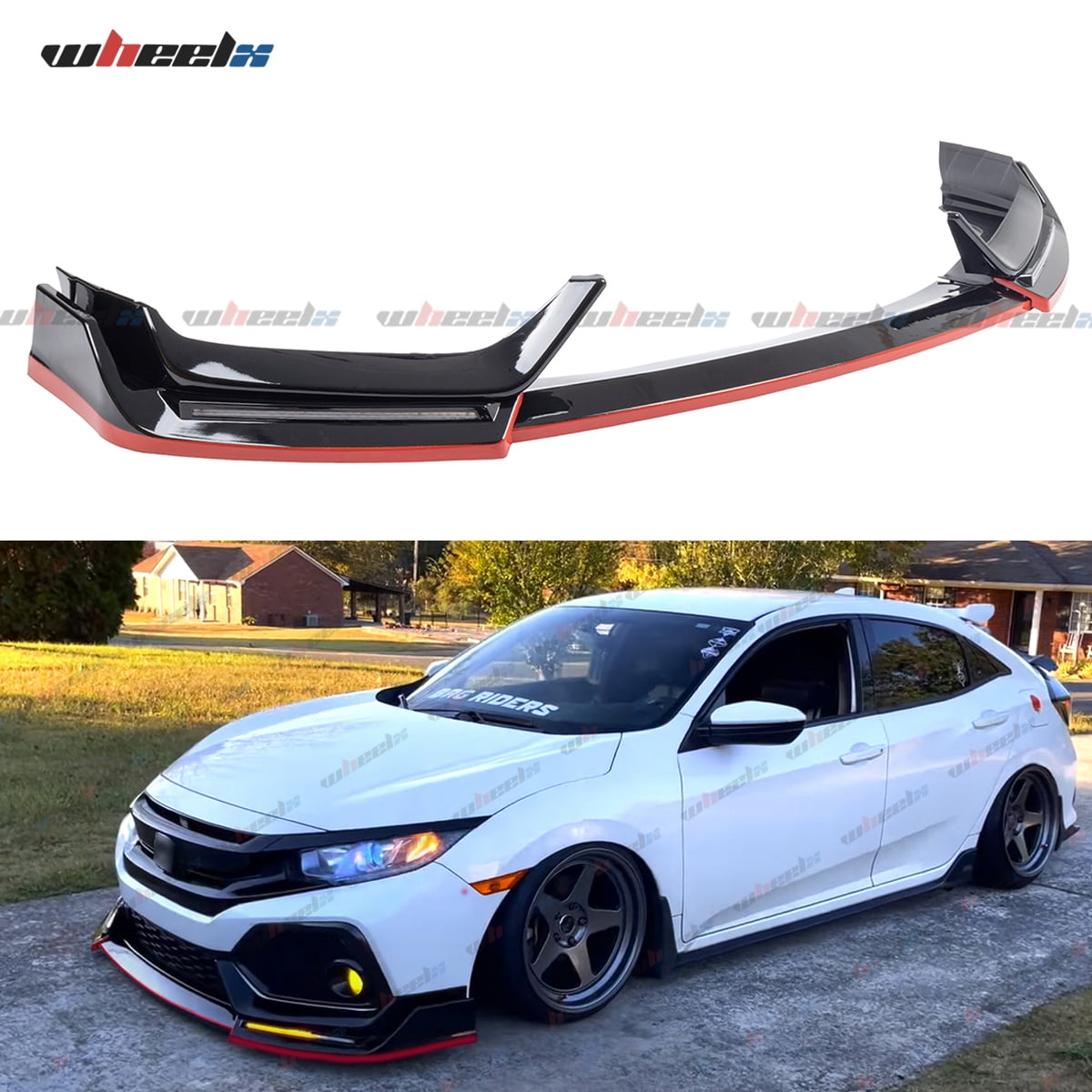 WheelX Front Bumper Lip W/Light Compatible with 2016-2021 Honda Civic ...