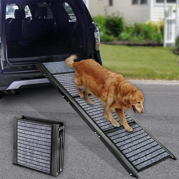 71 Inch Foldable Dog Ramp for Cars SUV Truck Portable Pet Stairs Ramp ...
