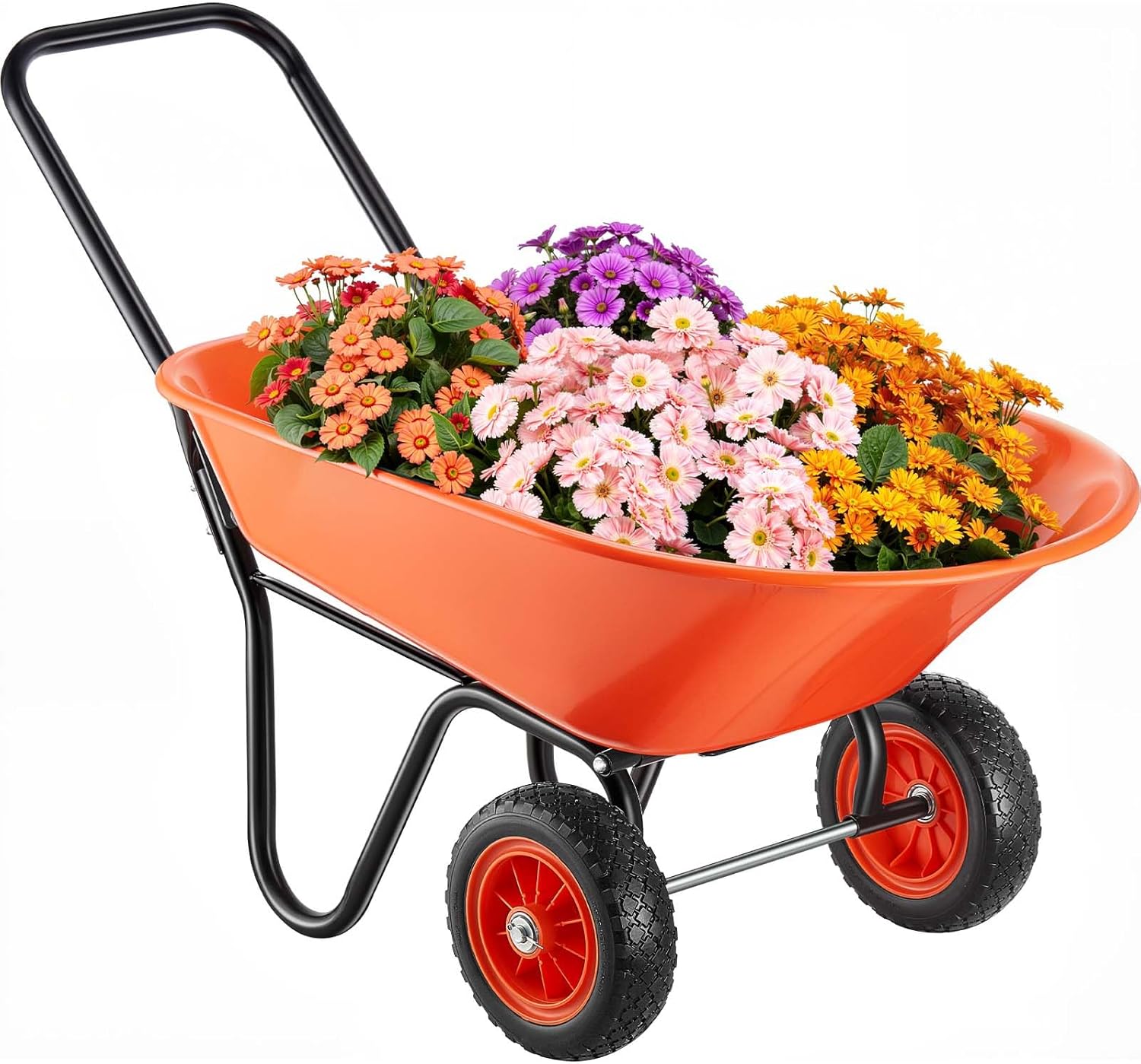 Wheelbarrow Cart, 5 Cu. Ft. Load & 397 lbs Capacity, 2 Wheels Garden ...