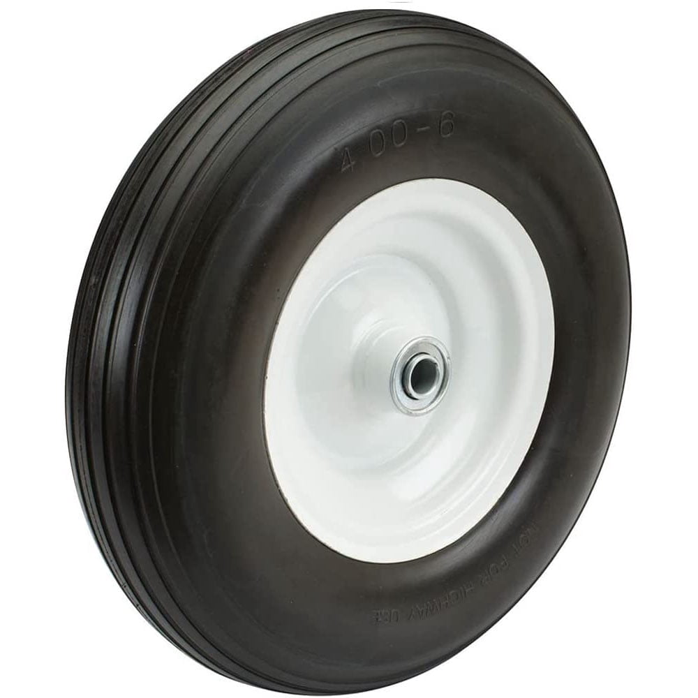 "Solid Flat-Free Wheelbarrow Tire 4.80 4.00-8, 1 inch Axle, 3"" Hub ...