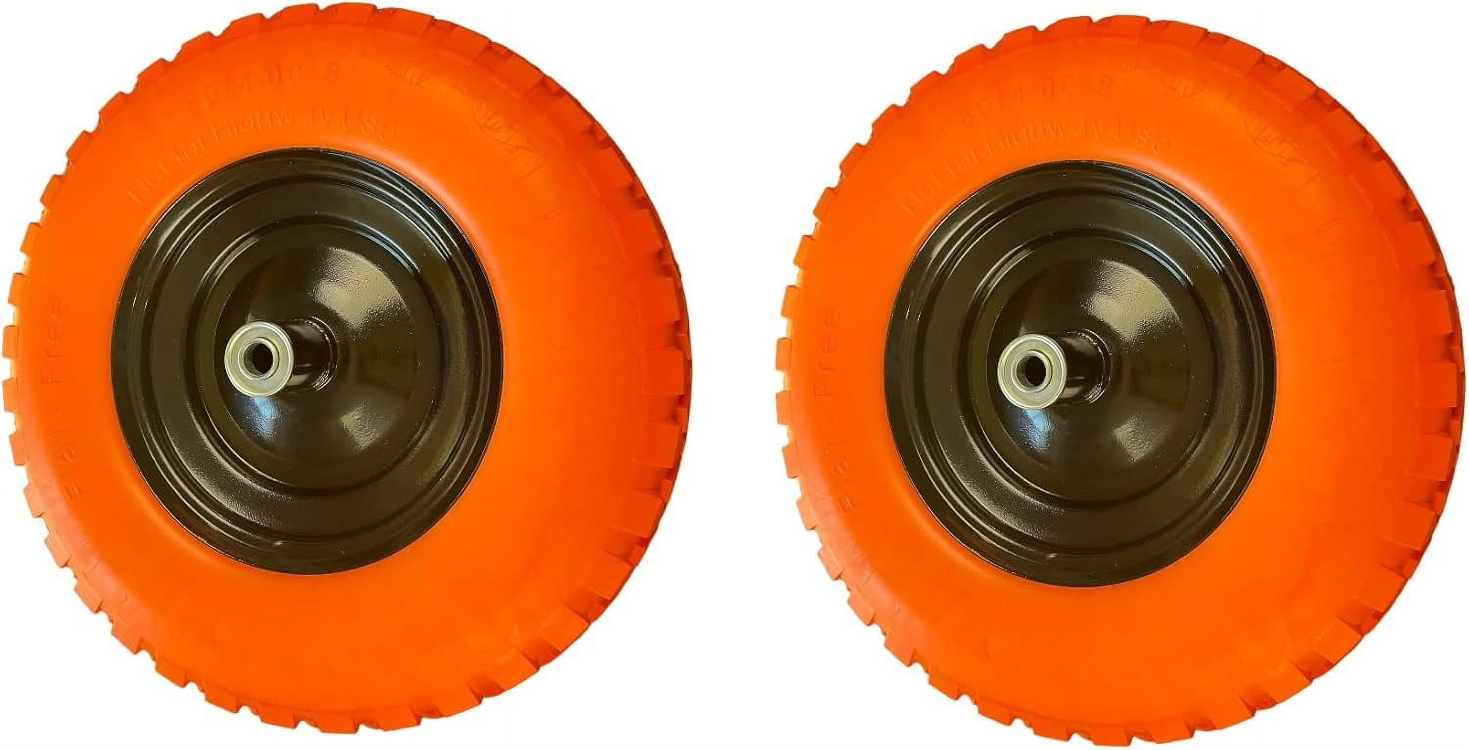 Wheelbarrow Tires with 5/8 “ Bearing, 5" Hub Flat Free 16 inch Solid ...