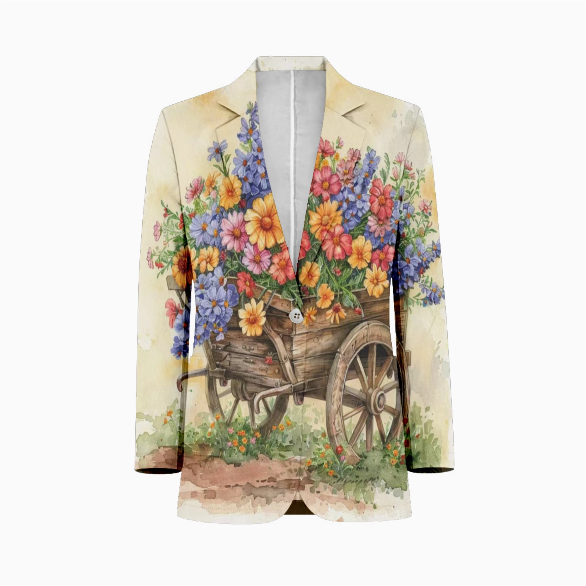 Wheelbarrow with Flowers Mens Suits Shawl Collar Slim Fit Suit Mens ...