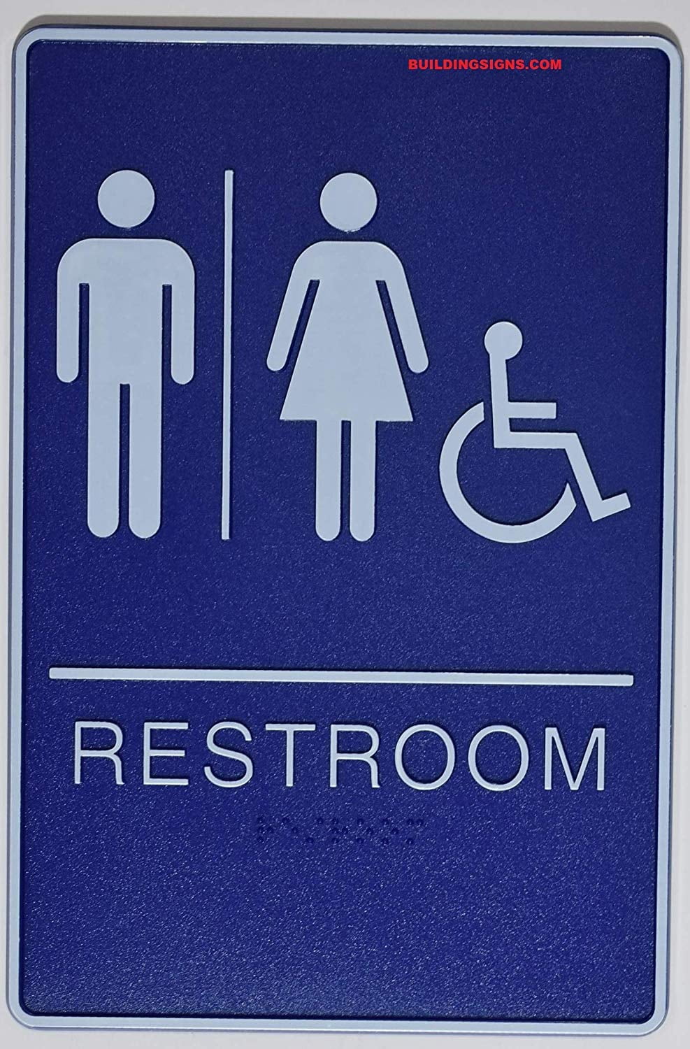 Wheelchair Accessible Restroom Sign with Tactile Graphic (Blue,6x9 ...