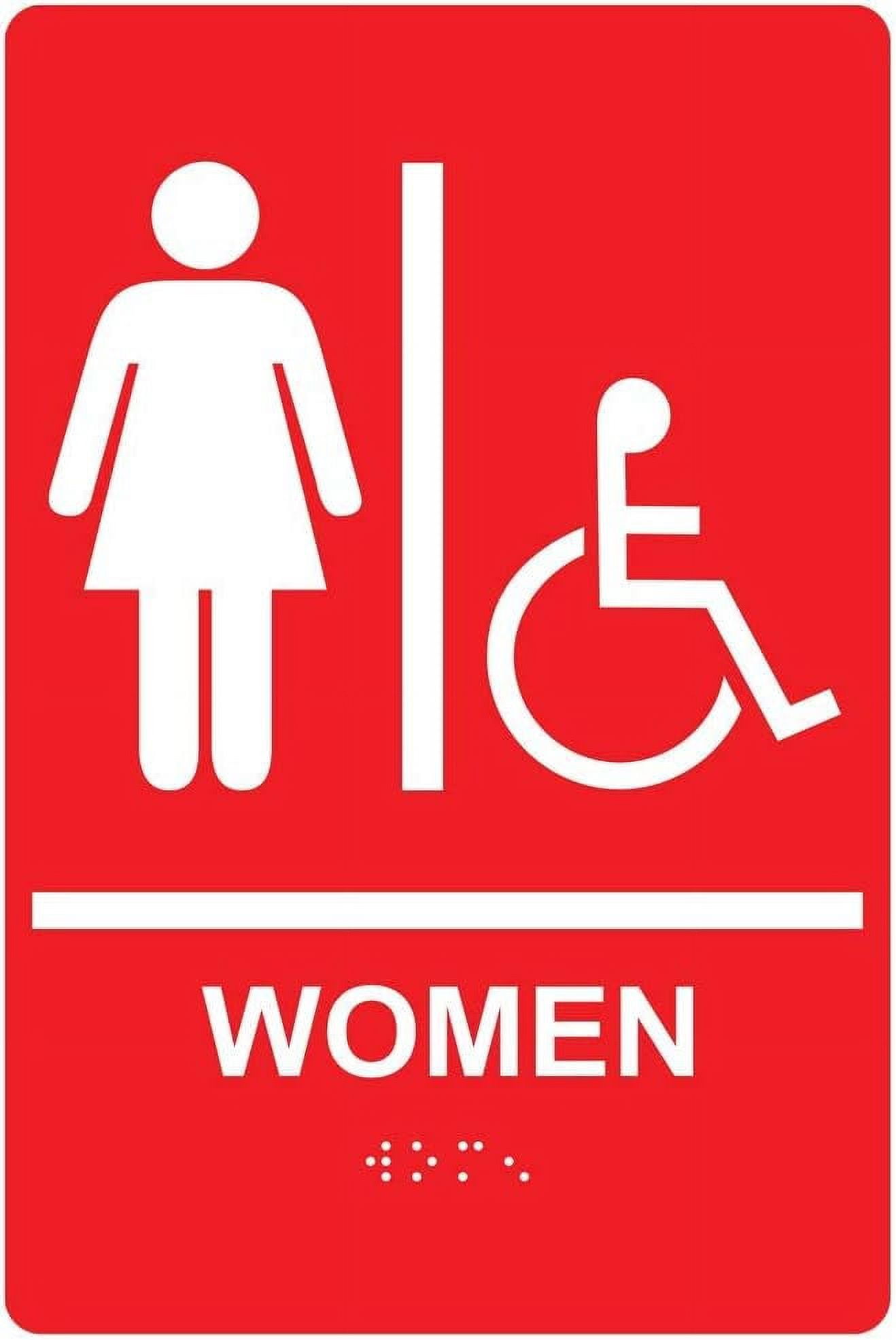 Wheelchair Accessible Women Restroom Sign, ADA-Compliant Braille and ...