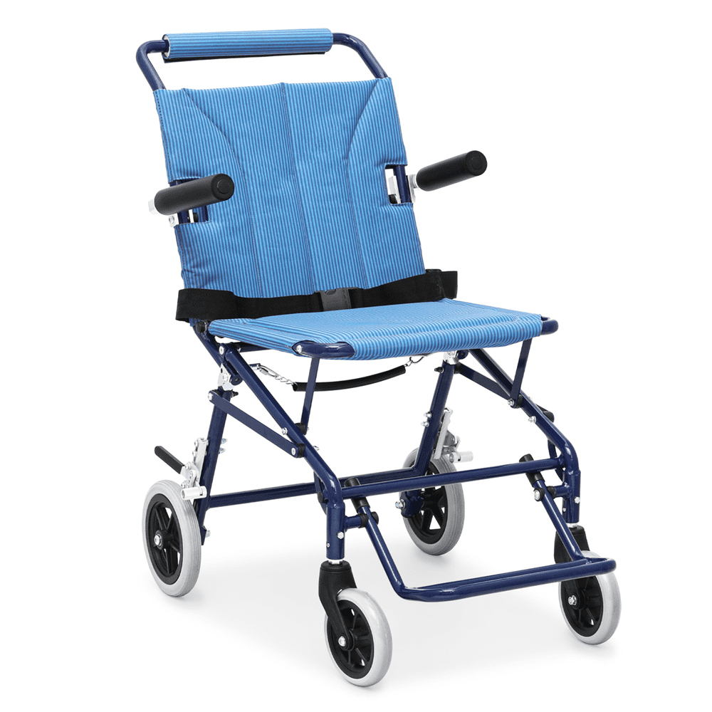 Wheelchair Aluminum Frame Blue Back Pad - 6'' Front 8'' Rear Wheel ...