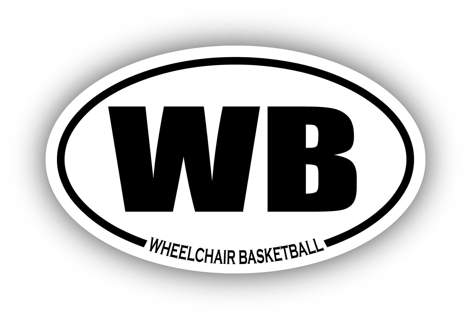 Wheelchair Basketball WB Oval Bumper Sticker 3M Vinyl Decal 3 in x 5 in ...