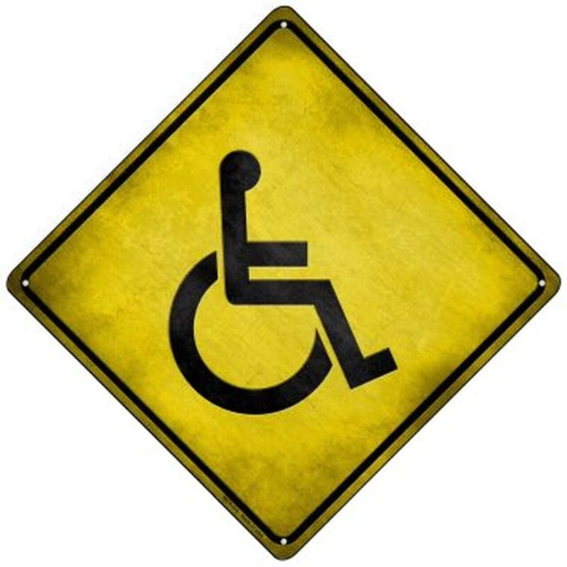 Wheelchair Crossing Metal Sign caution xing handicap disabled park Size ...