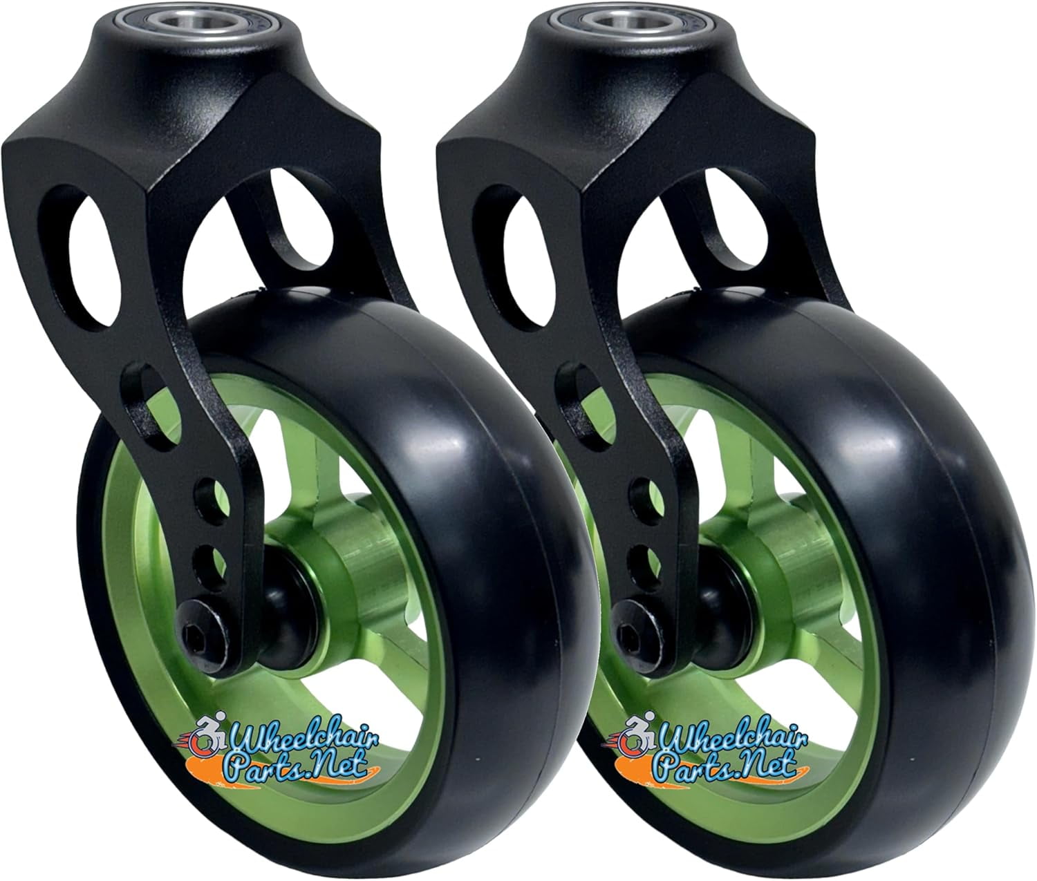 Wheelchair Front Caster Fork with 4x1.40 Easy Roll Wheel (Green Rim ...