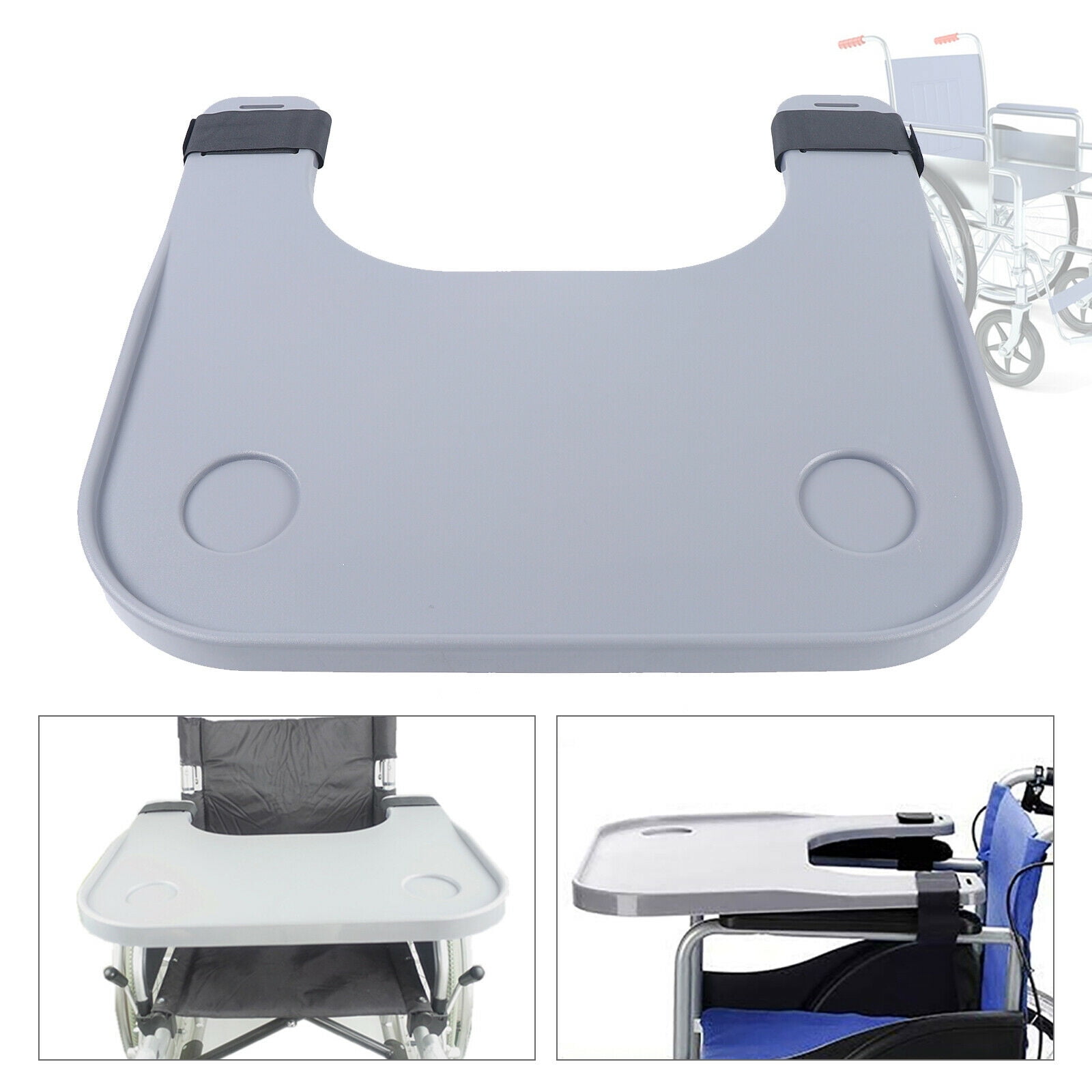 Wheelchair Lap Tray Table, ABS Plastic, Removable Desk, 2 Cup Holders ...