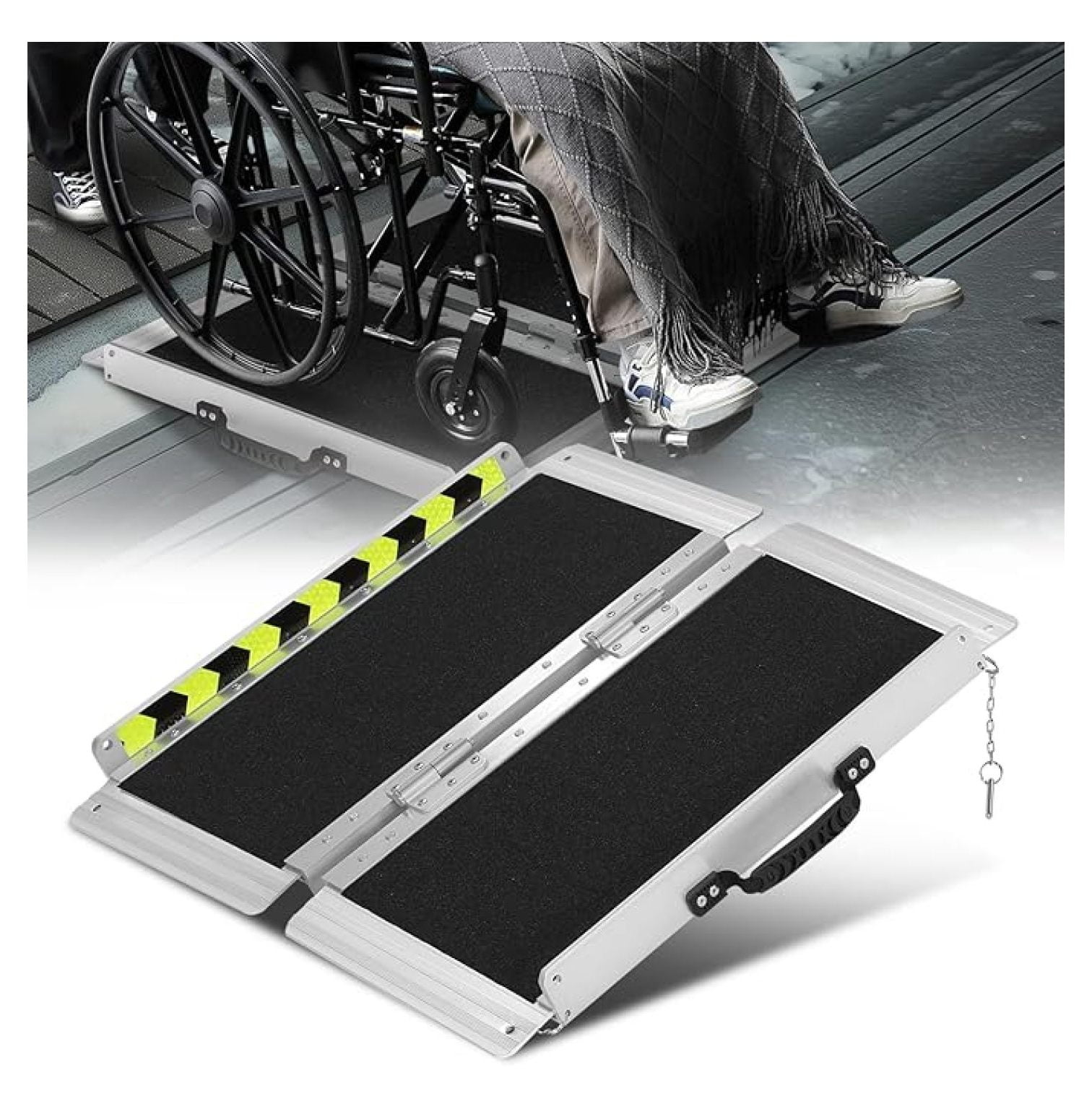 Wheelchair Ramp 2FT, Portable Folding Aluminum Wheel Chair Threshold ...