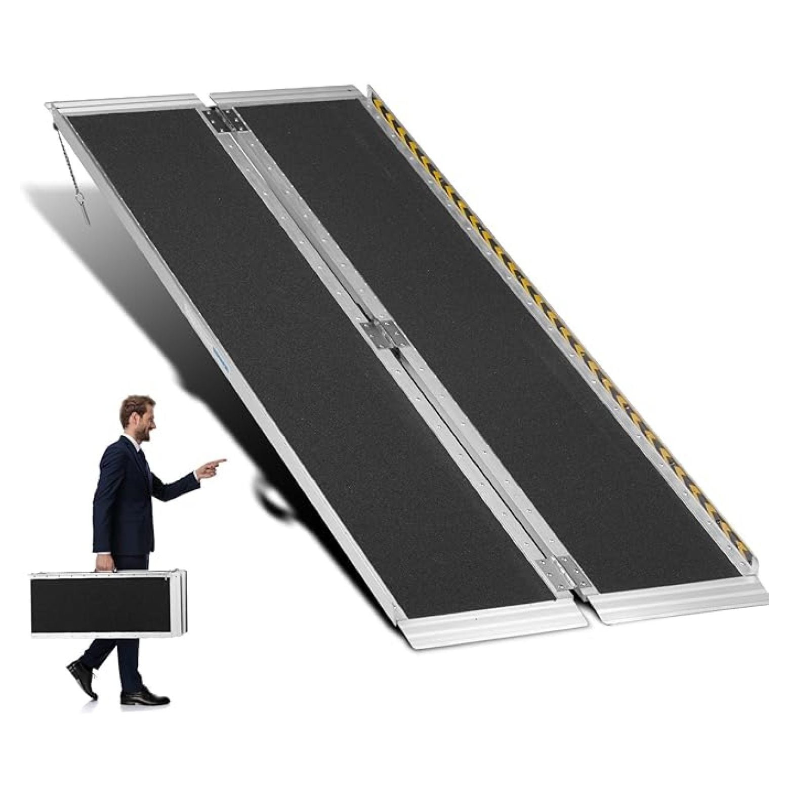 Wheelchair Ramp 4FT, Anti-Slip Aluminum Folding Portable Handicap ...