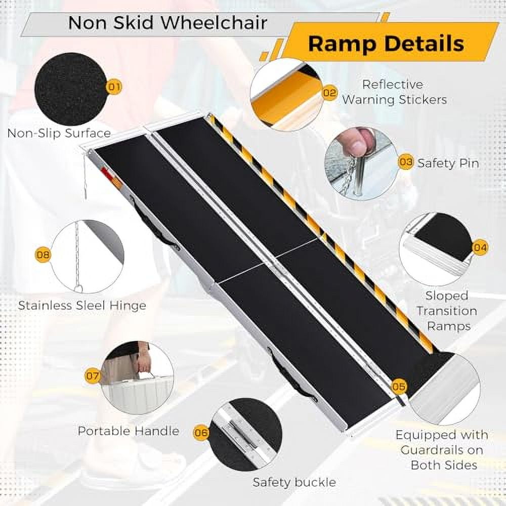 Wheelchair Ramp,Non-Slip Aluminum Folding Wheelchair Ramp,Door ...