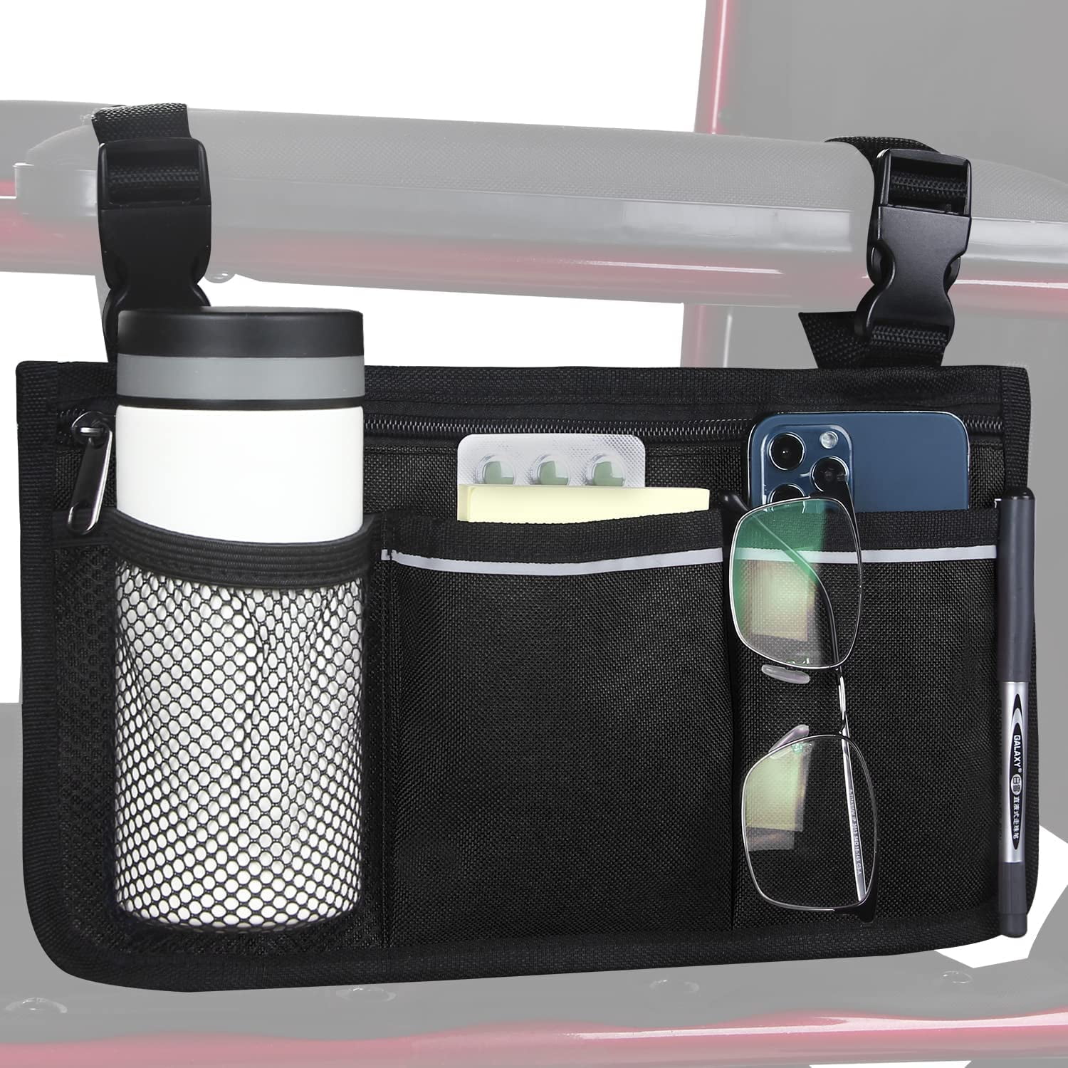 Wheelchair Side Bag, Armrest Storage Pouch with Cup Holder and ...