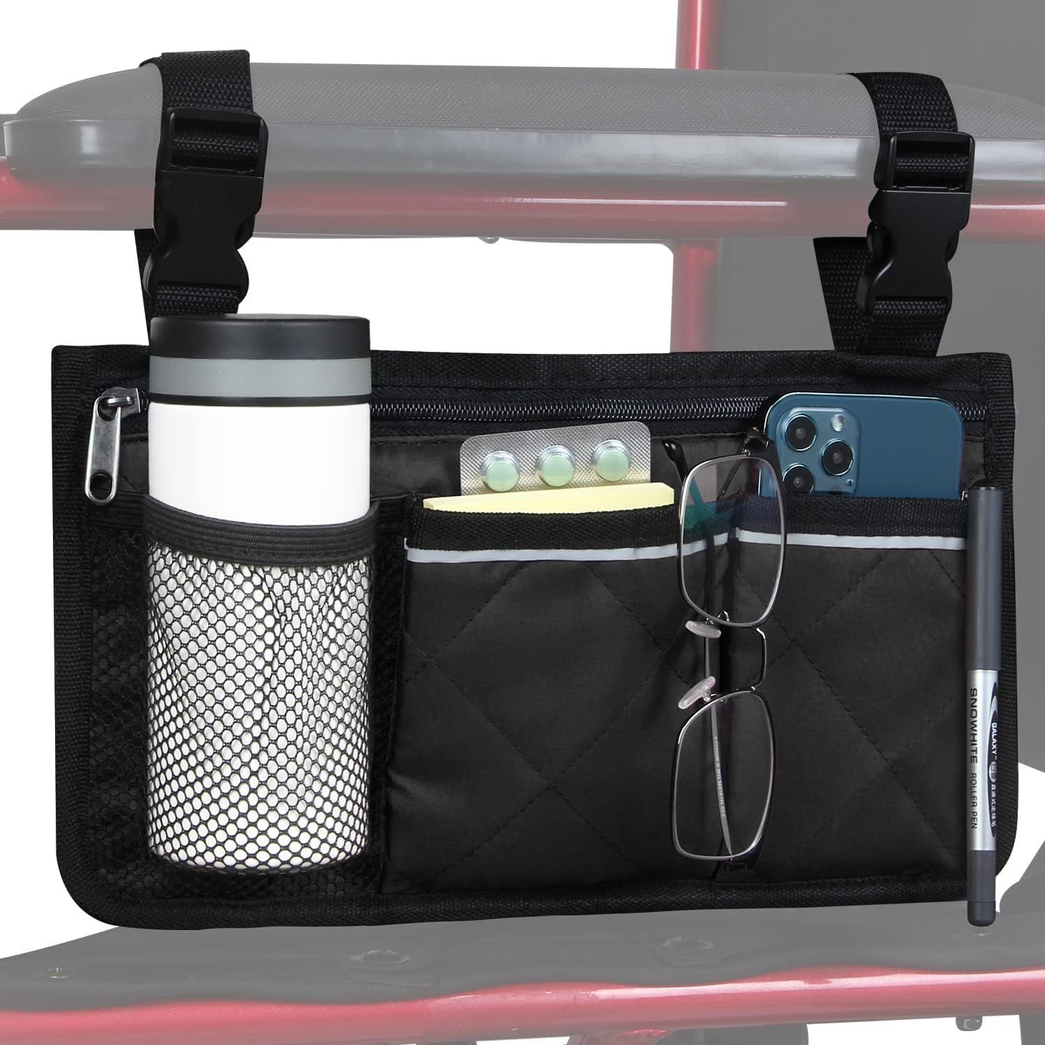 Wheelchair Side Bag, Armrest Storage Pouch with Cup Holder and ...