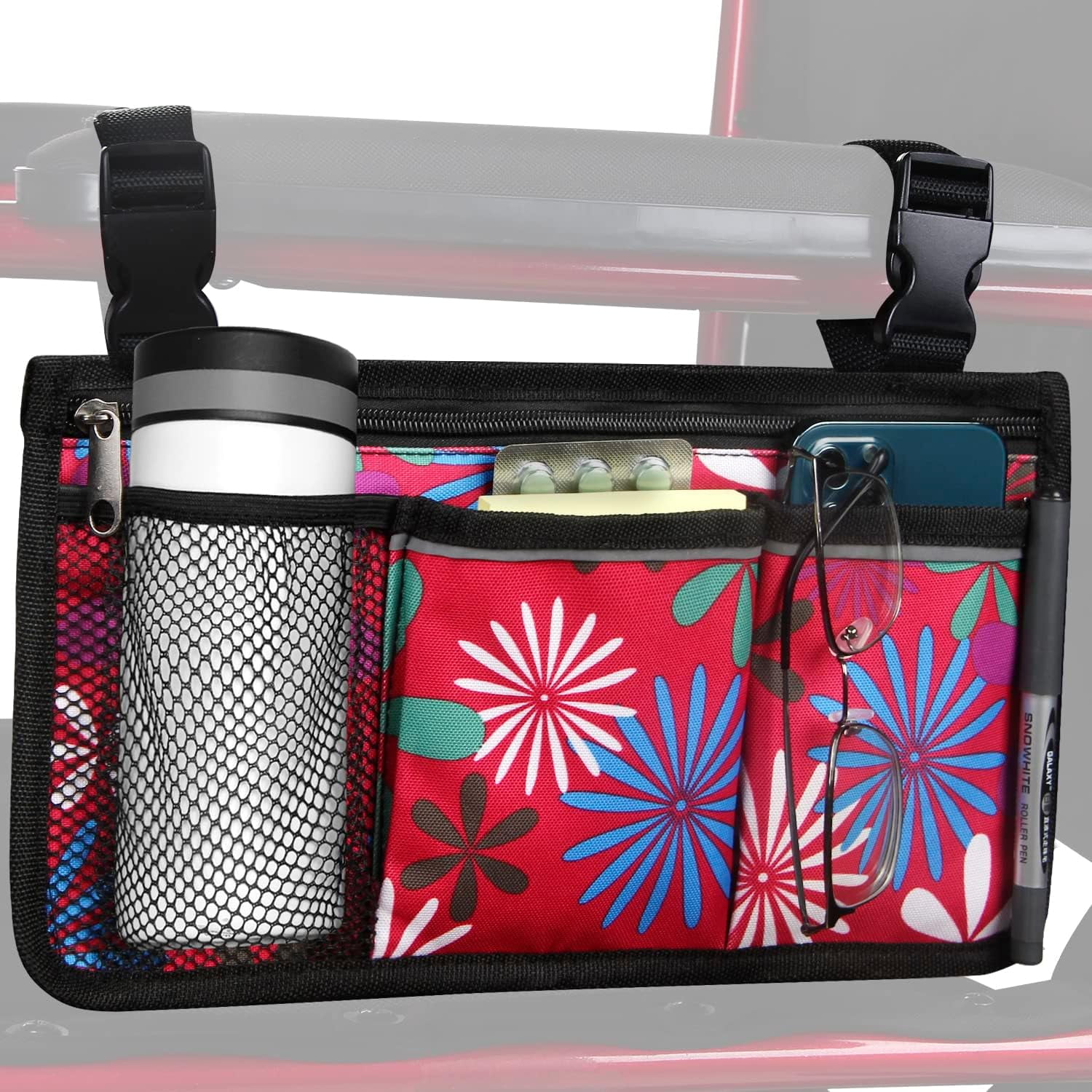 Wheelchair Side Bag, Upgrade Flower Color Armrest Storage Pouch with ...