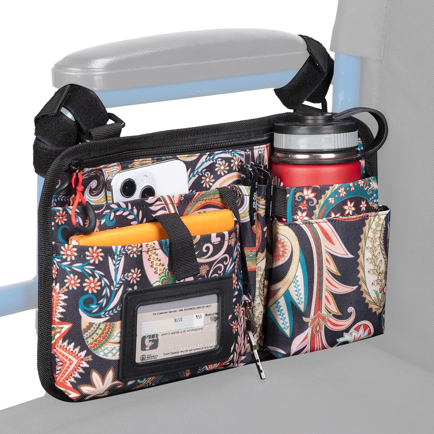 Wheelchair Side Bag, Upgraded Walker Pouch Bag with Cup Holder ...