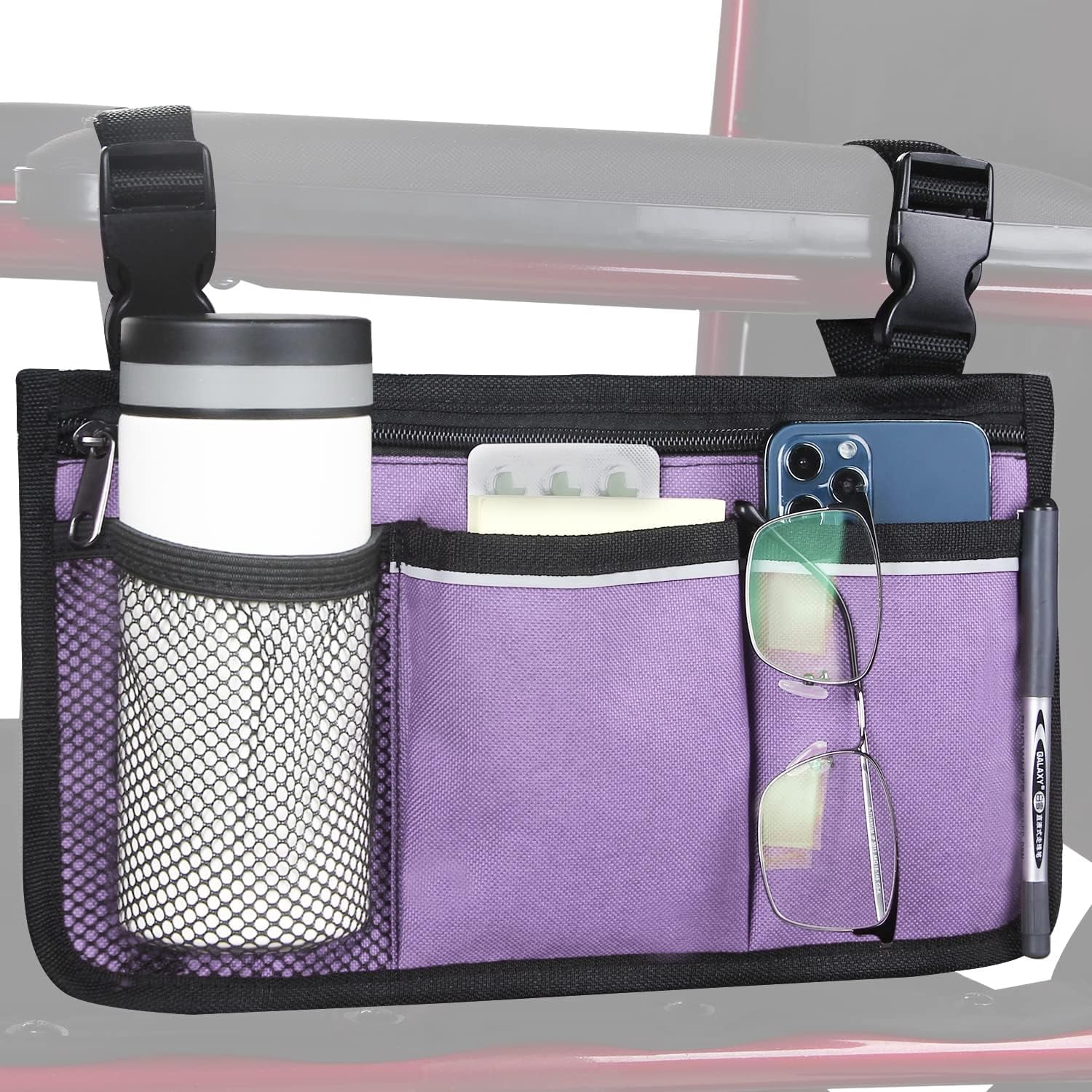 Wheelchair Side Bag, Wheelchair Armrest Storage Pouch with Cup Holder ...
