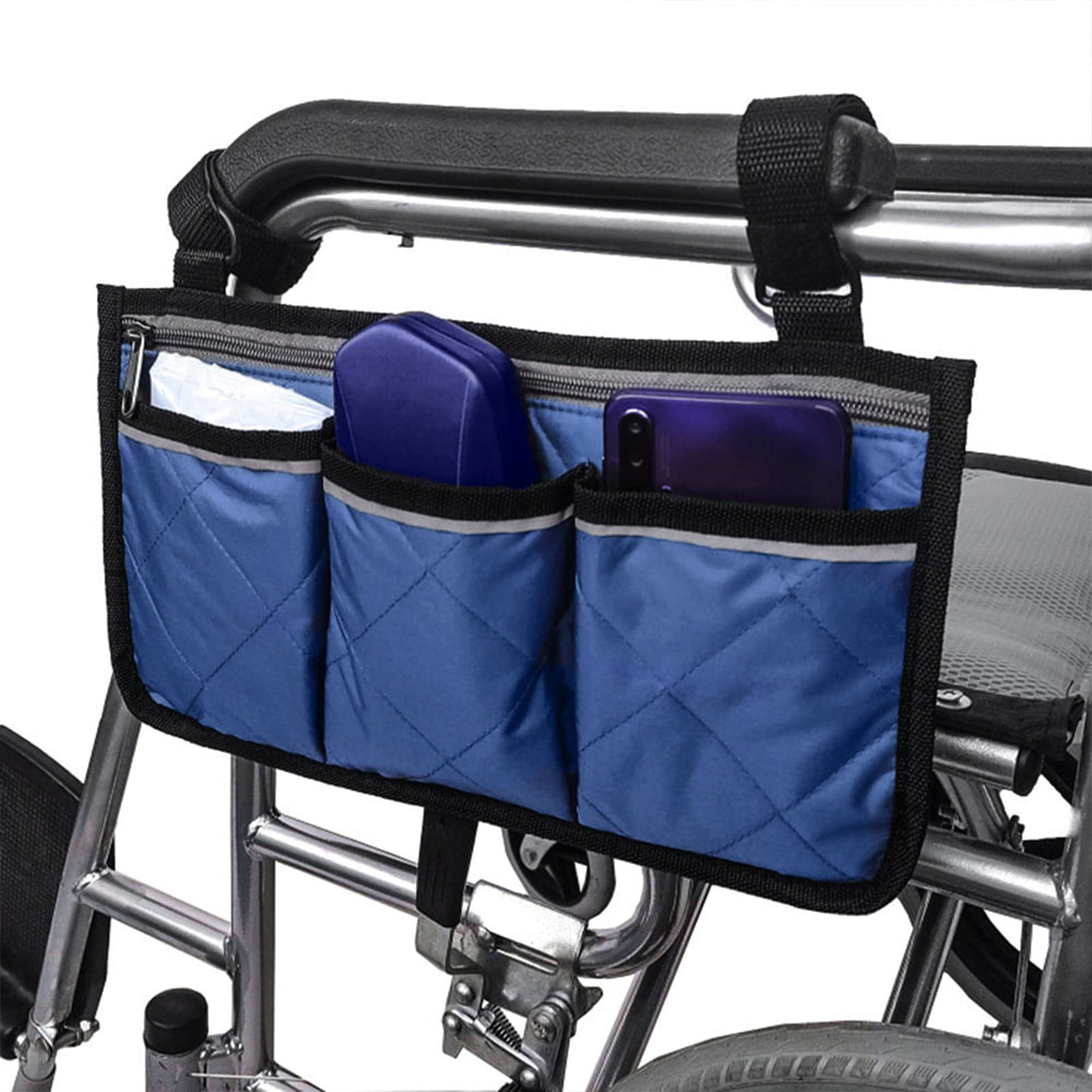 Wheelchair Side Bag With Reflective Strip - Arm Rest Pouch And Drink ...