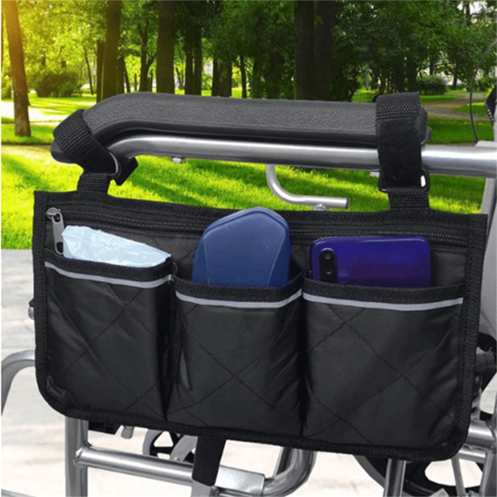 Wheelchair Side Organizer Storage Bag Armrest Pouch with Reflective ...