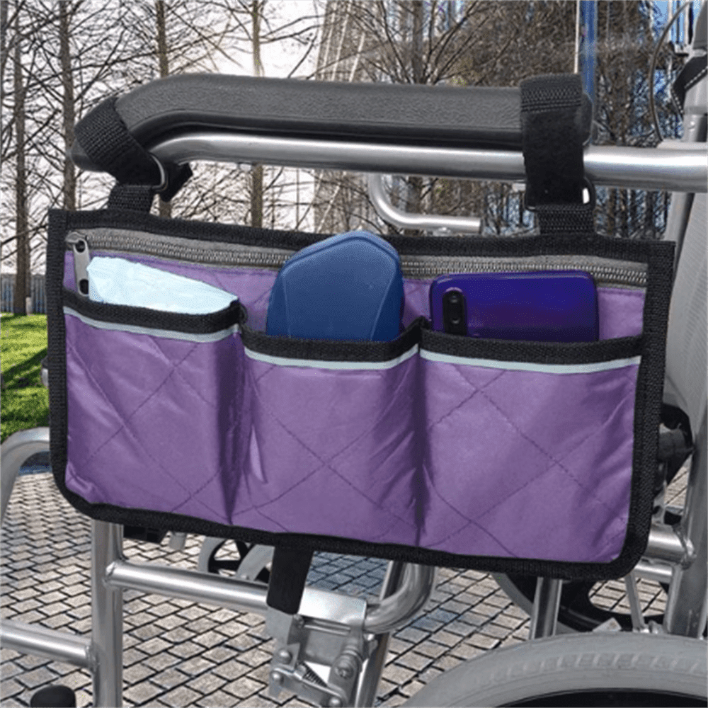 Wheelchair Side Organizer Storage Bag Armrest Pouch with Reflective ...