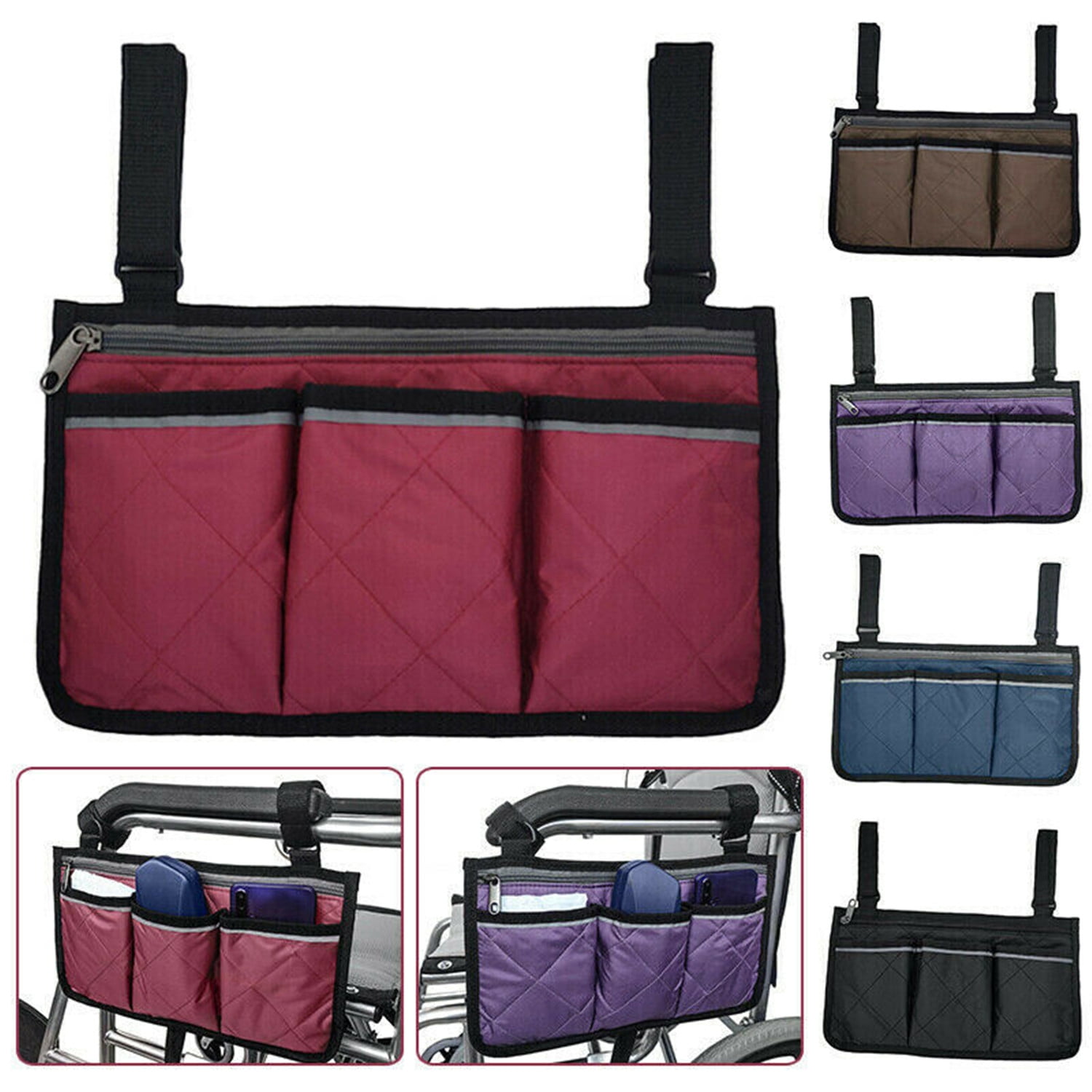 Wheelchair Side Organizer Storage Bag,Waterproof Armrest Pouch Bag with ...