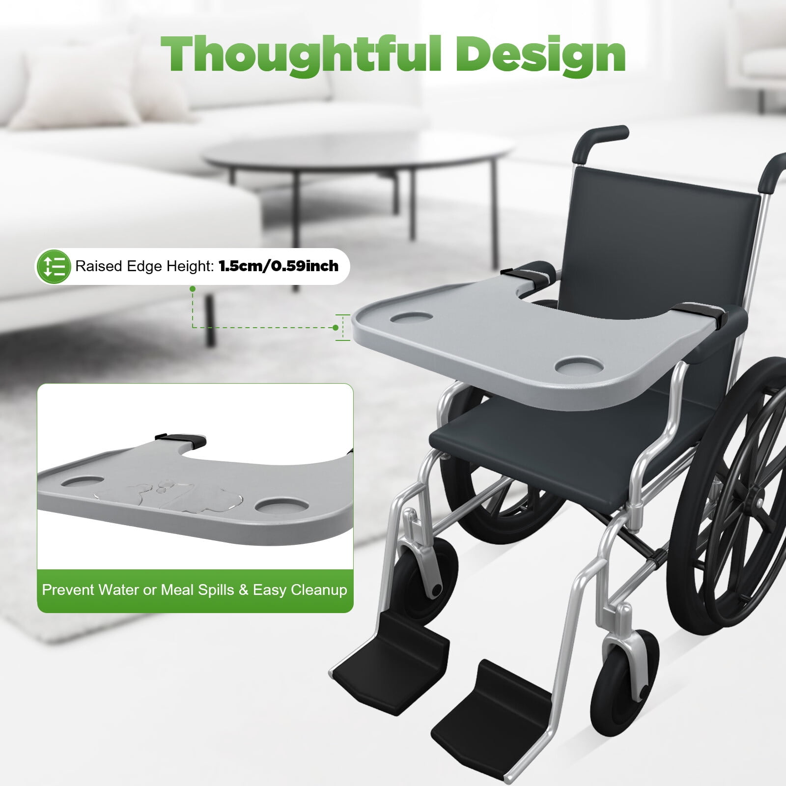 Wheelchair Tray Table with Cup Holder Removable Wheelchair Lap Tray ...