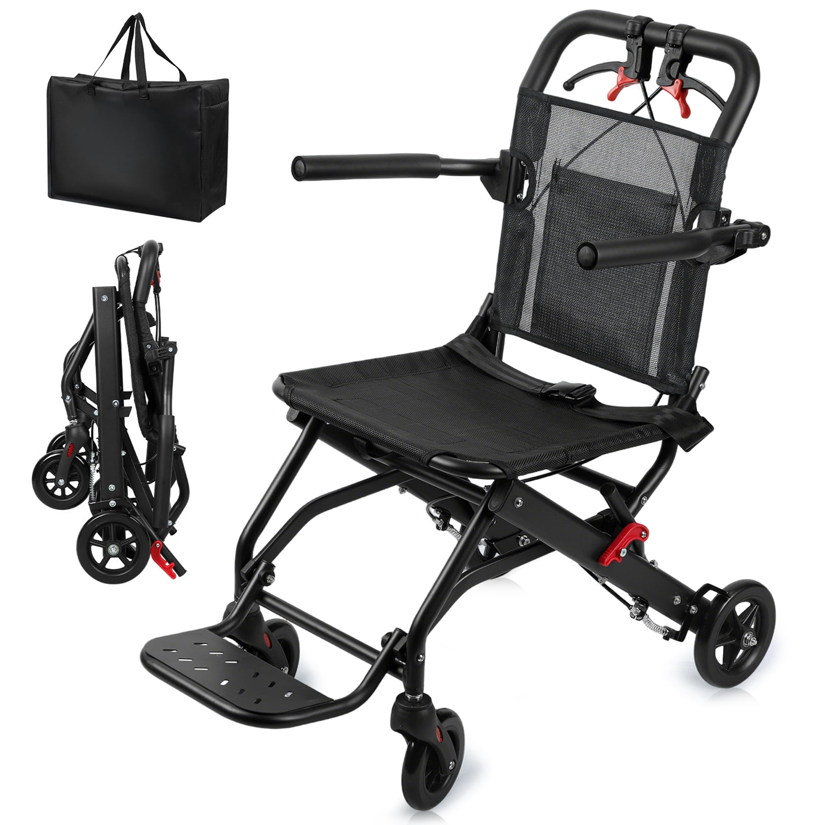 Plenkra Wheelchair with Swing-Back Desk Arm, Swing-Away Footrests, 15.8 ...