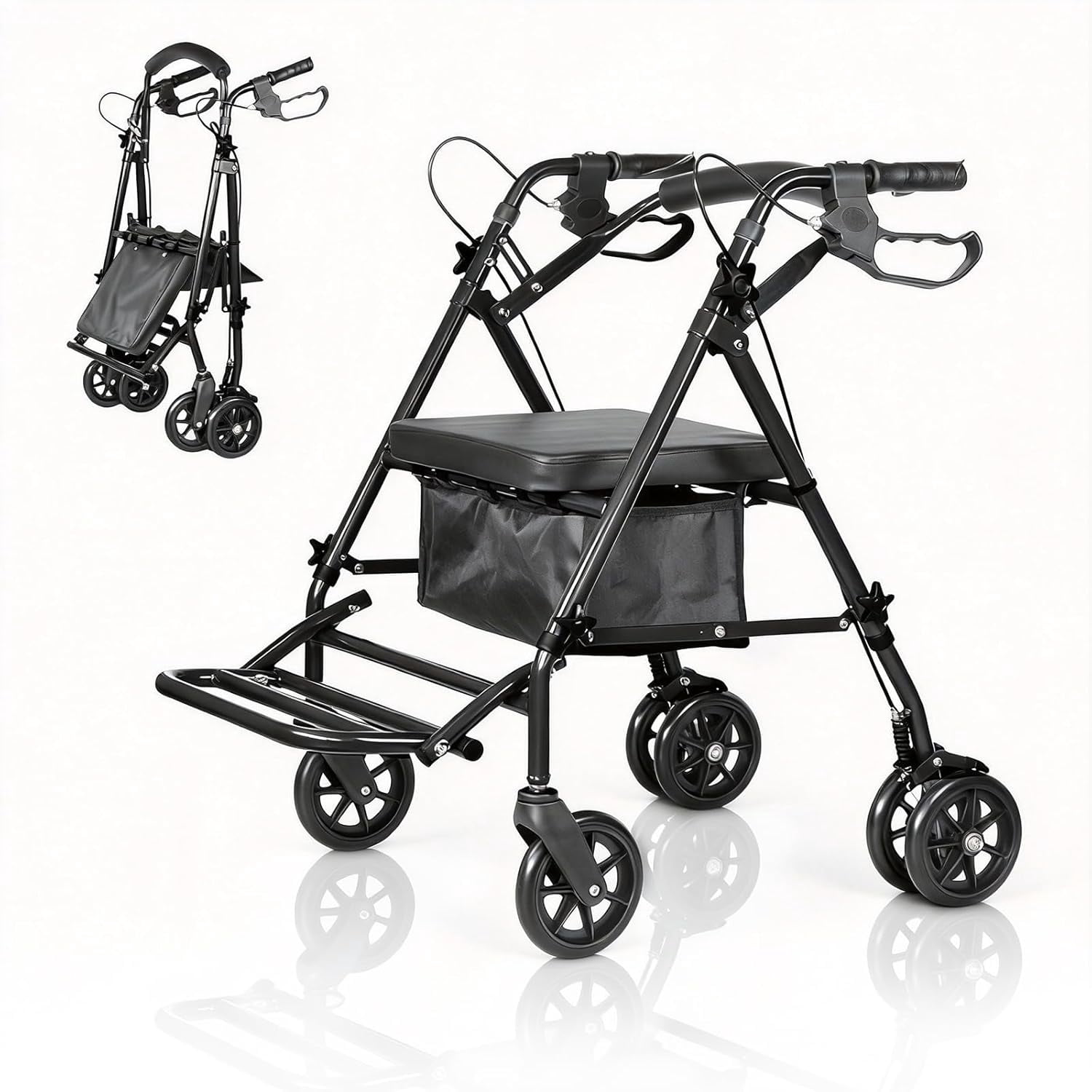 Wheelchairs for Adults Lightweight Foldable with Seat and Foot Pedal ...