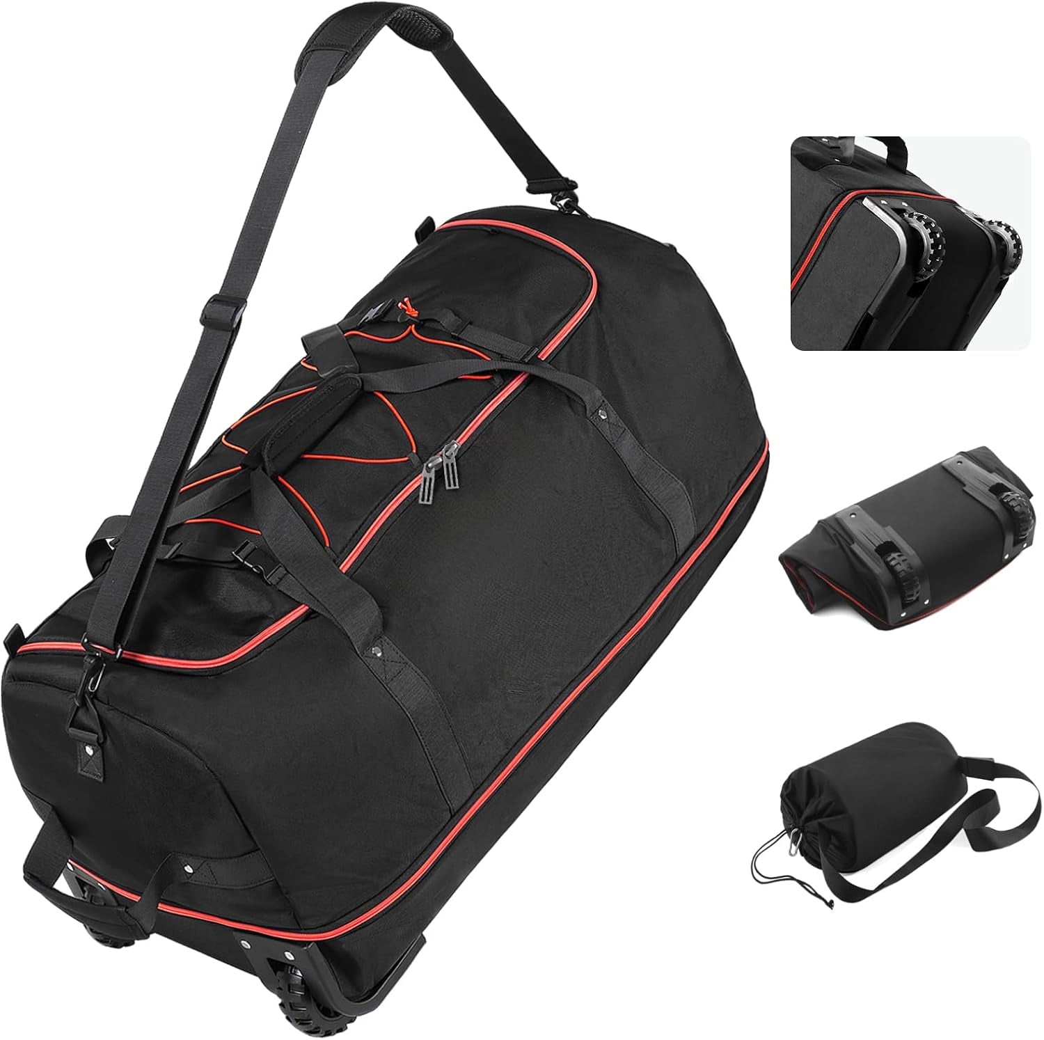 Wheeled Collapsible Duffel Bag,110L-140L Expandable Checked Luggage, No ...