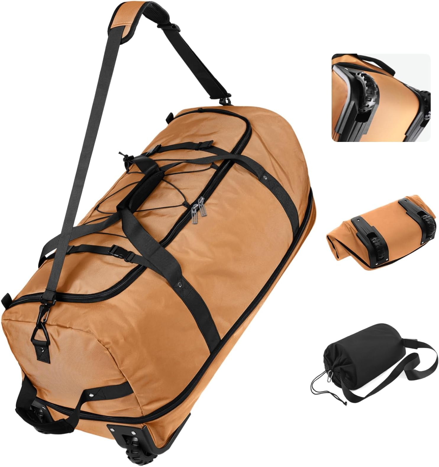 Wheeled Collapsible Duffel Bag,110L-140L Expandable Checked Luggage, No ...