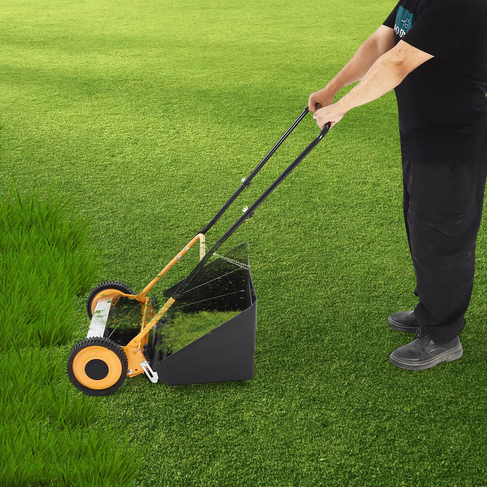 Wheeled Lawn Mower, Hand Push Lawn Mower Modern 14" Lawn Mower, For ...