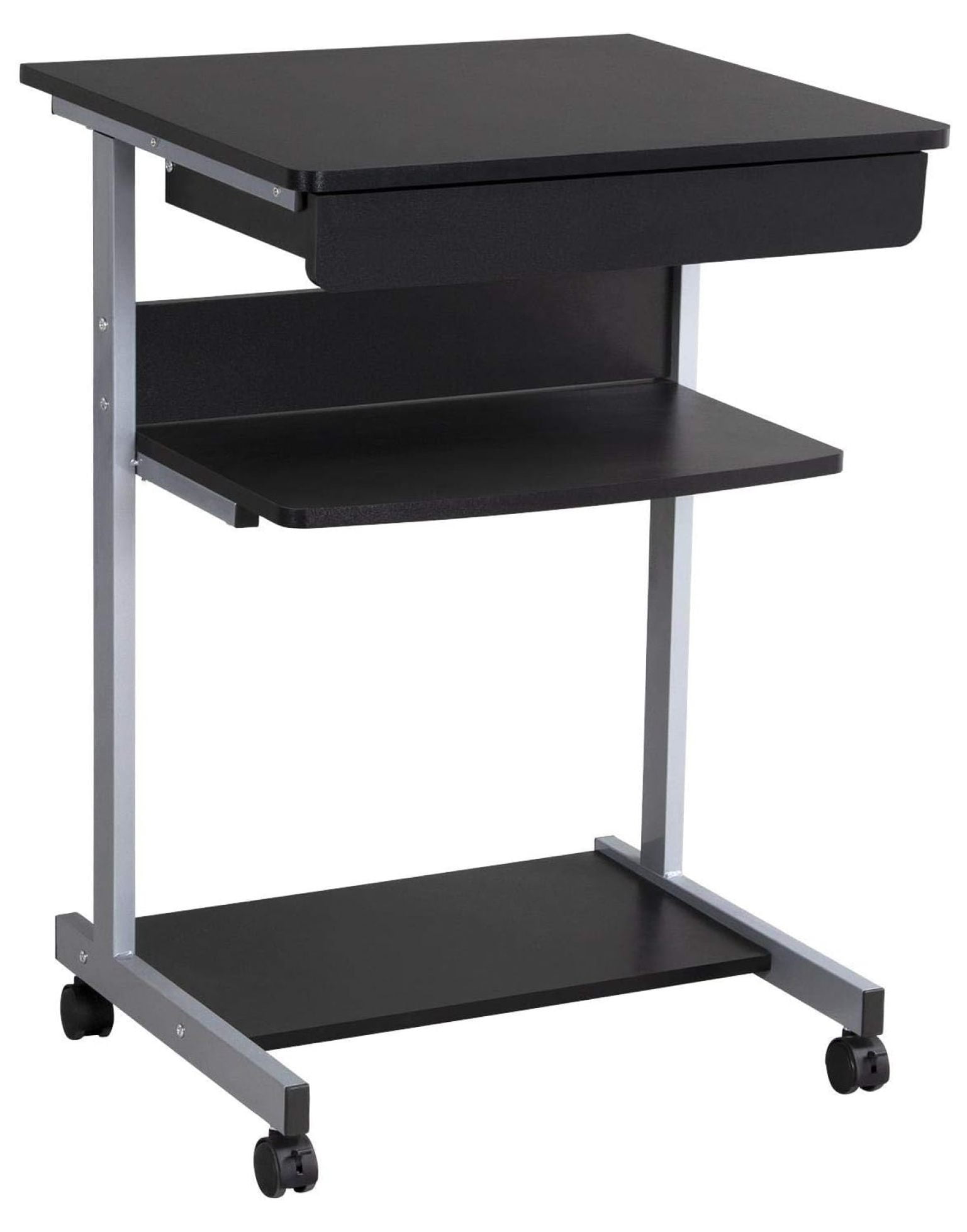Wheeled Lectern Mobile Presentation Stand Podium w/ 2 Brake Casters ...