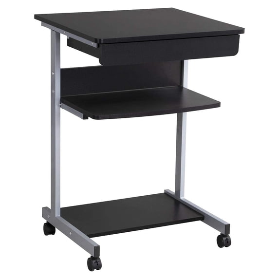Wheeled Lectern Mobile Presentation Stand Podium w/ 2 Brake Casters ...