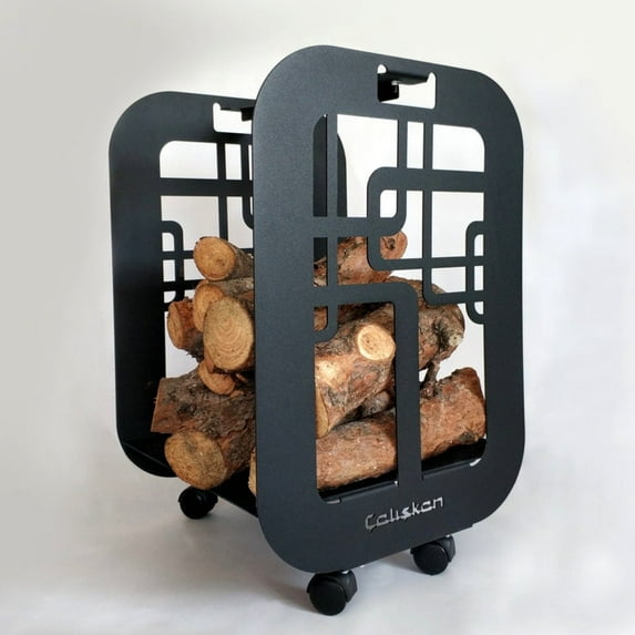 Wheeled Metal Log Holder, Firewood Holder, Metal Firewood Rack, Useful ...