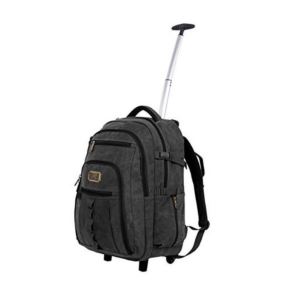 Wheeled Rolling Canvas Backpack w/Telescoping Handle & Laptop ...