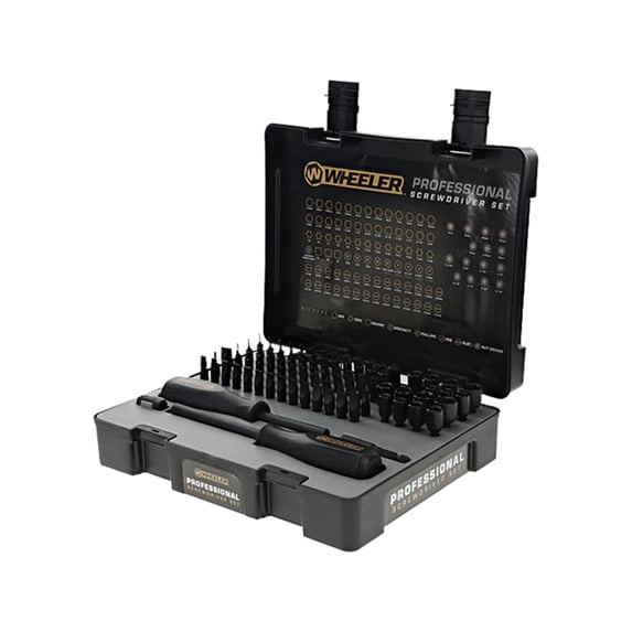 Wheeler Screwdriver Set, Black 100 Pieces, SAE/Metric Bits, Rubber Grip ...