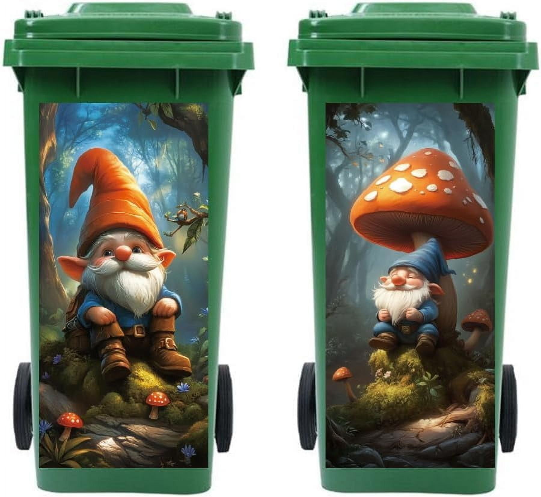 Wheelie Bin Stickers 2 Sheets Forest and Gnomes Sticky Dustbin Stickers ...