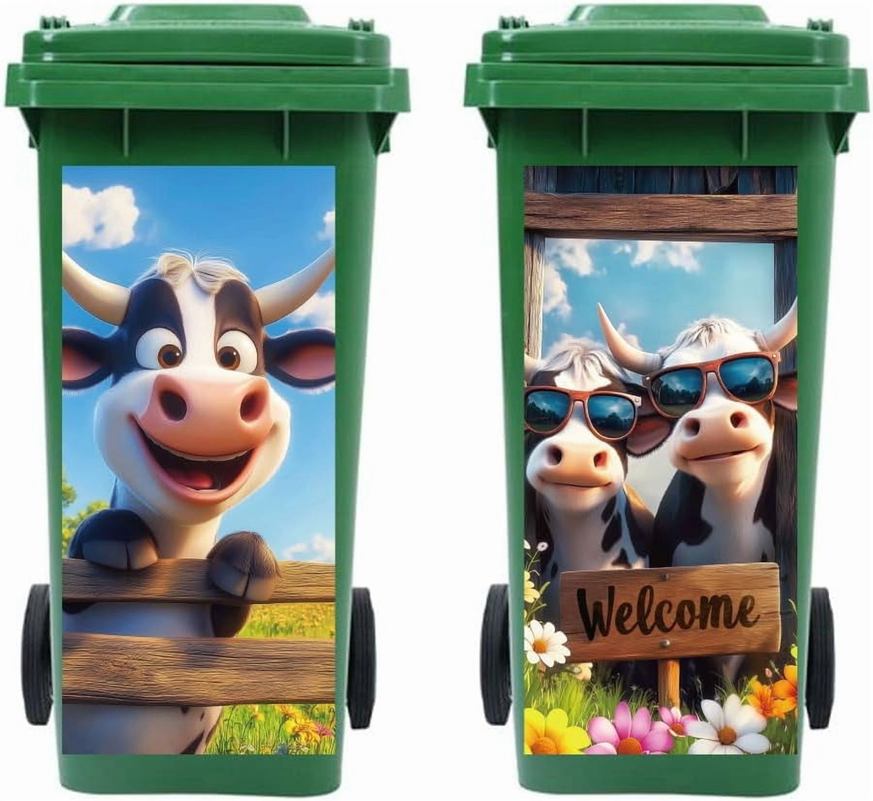 Wheelie Bin Stickers 2 Sheets Funny Cow Sticky Dustbin Stickers Decals ...