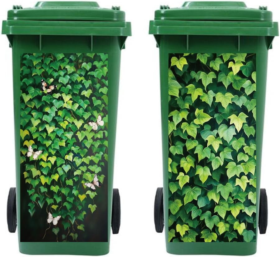 Wheelie Bin Stickers 2 Sheets Ivy Sticky Dustbin Stickers Decals 15in x ...