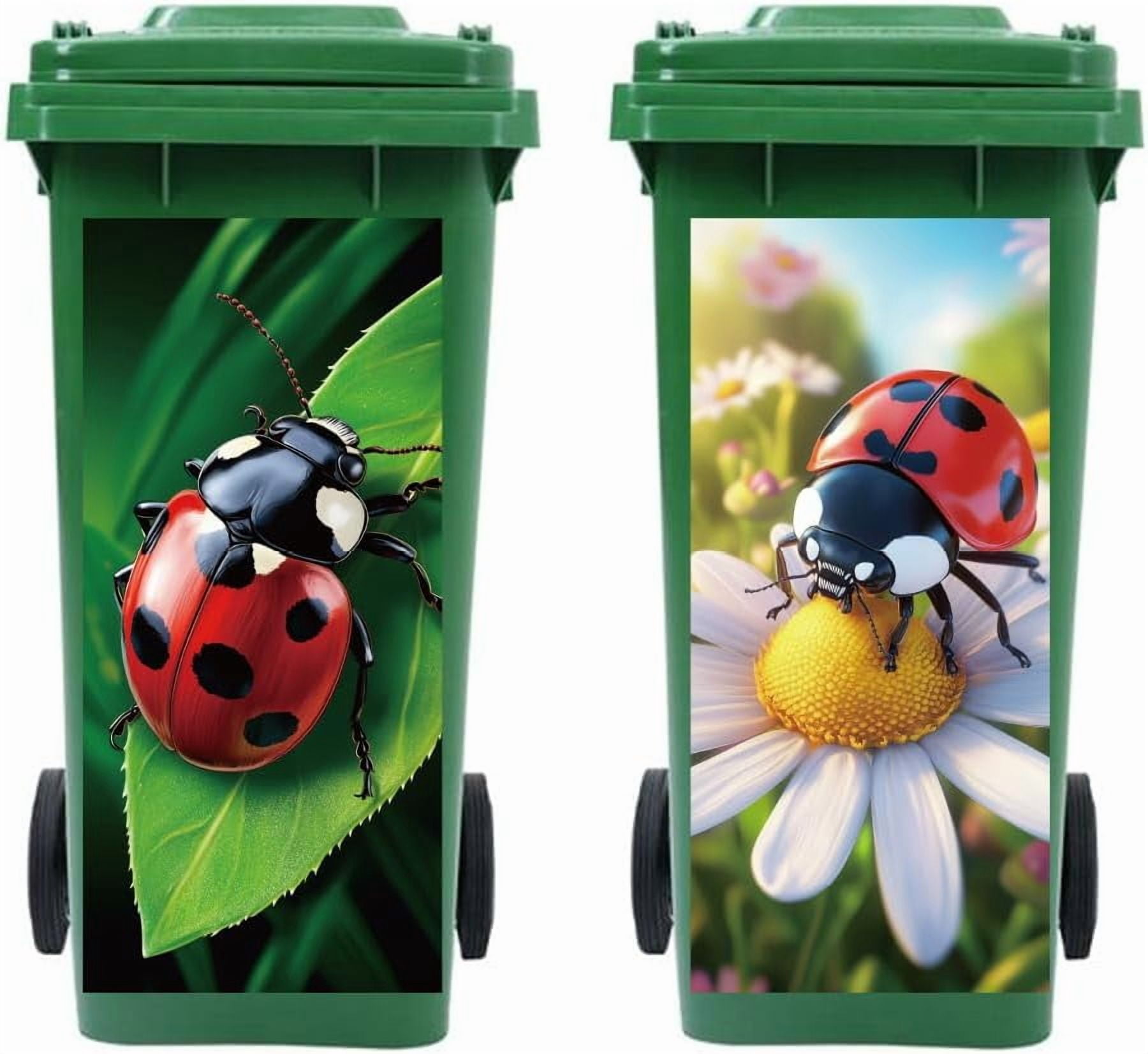 Wheelie Bin Stickers 2 Sheets Ladybug Sticky Dustbin Stickers Decals ...